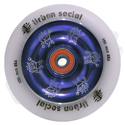 1 Roue Urban 100mm/88A gomme blanche avec roulements - Pierre qui Roule