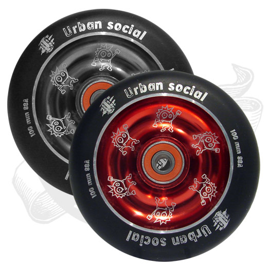 1 roue Urban 100mm/88A gomme noire avec roulements - Pierre qui Roule